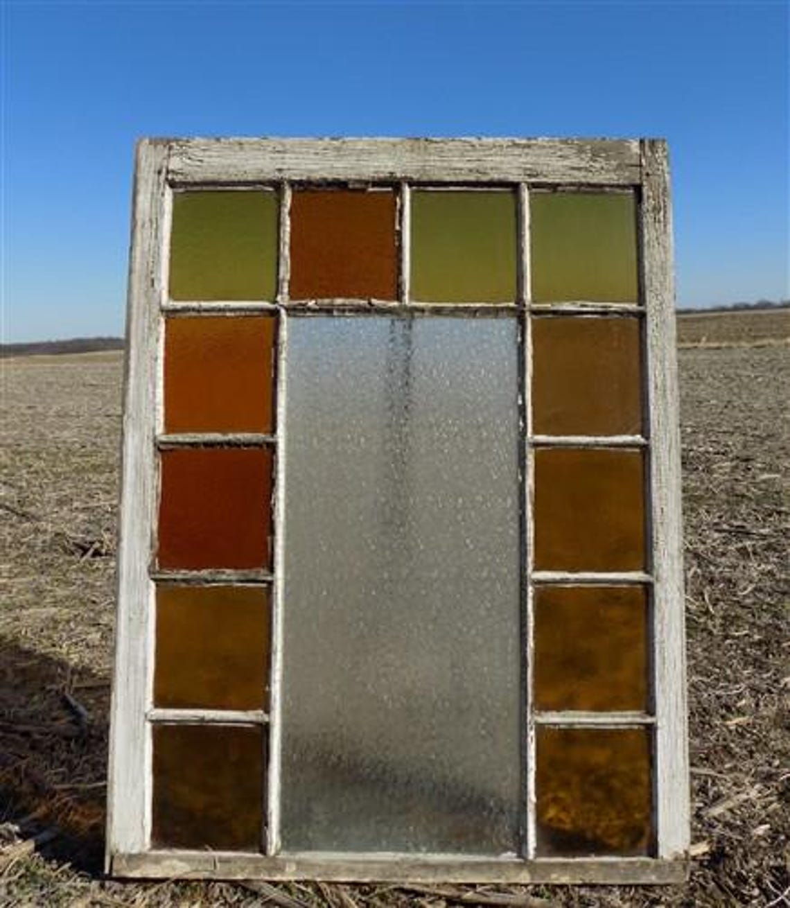 Antique Stained Glass, Rectangular Church Window, Architectural Art ...