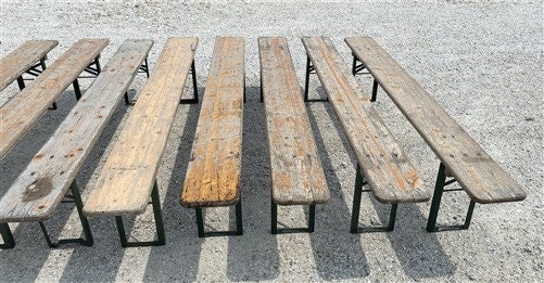 10 Vintage German Beer Garden Benches, Portable Industrial Wood Bench ...
