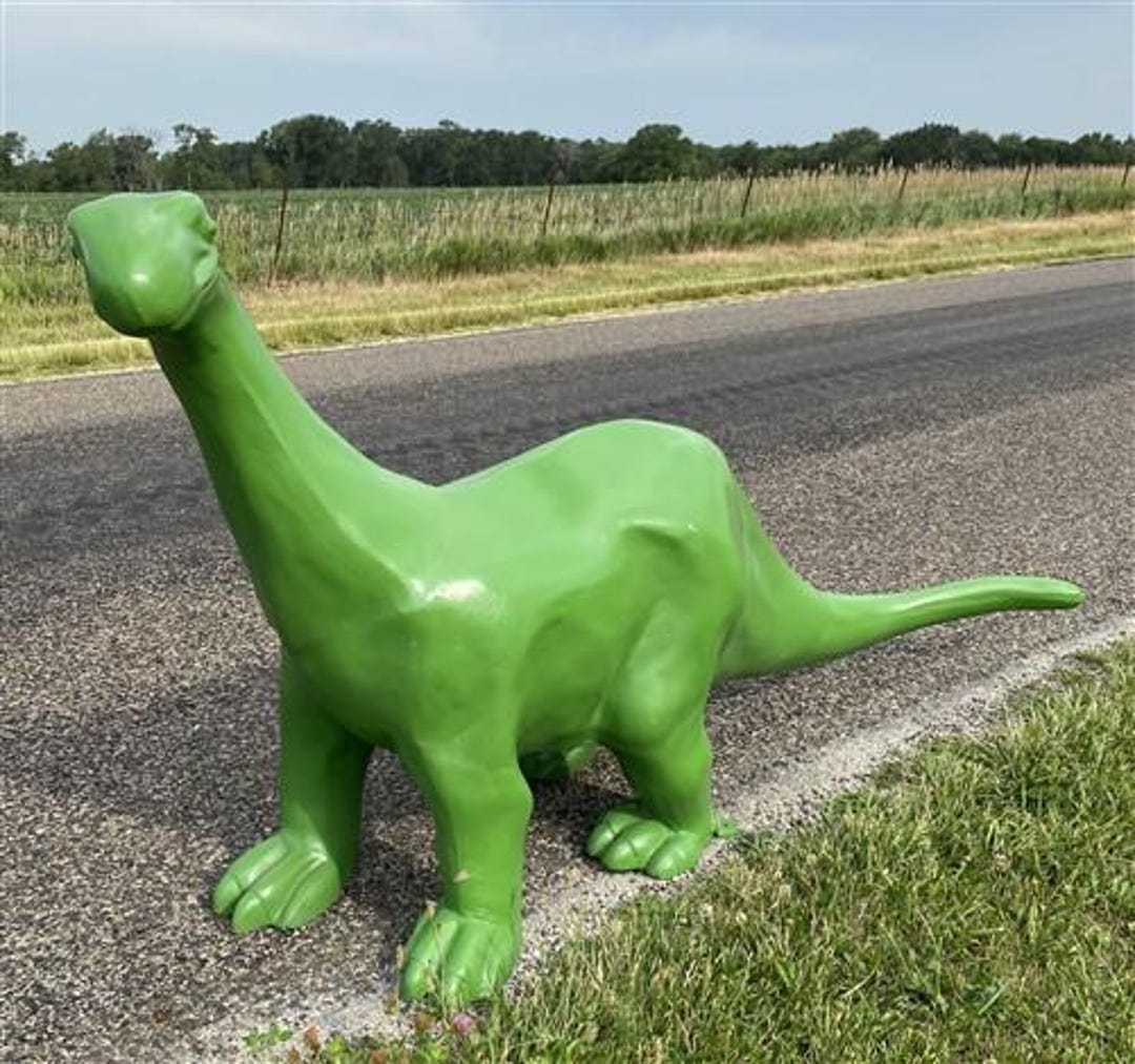 Sinclair Dinosaur Statue, Green Cast Aluminum Brontosaurus, Jurassic ...