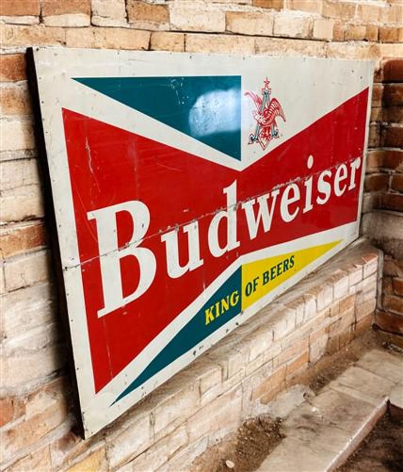 10' Budweiser Bowtie Sign, Vintage Tin Sign, Advertising, Tavern ...