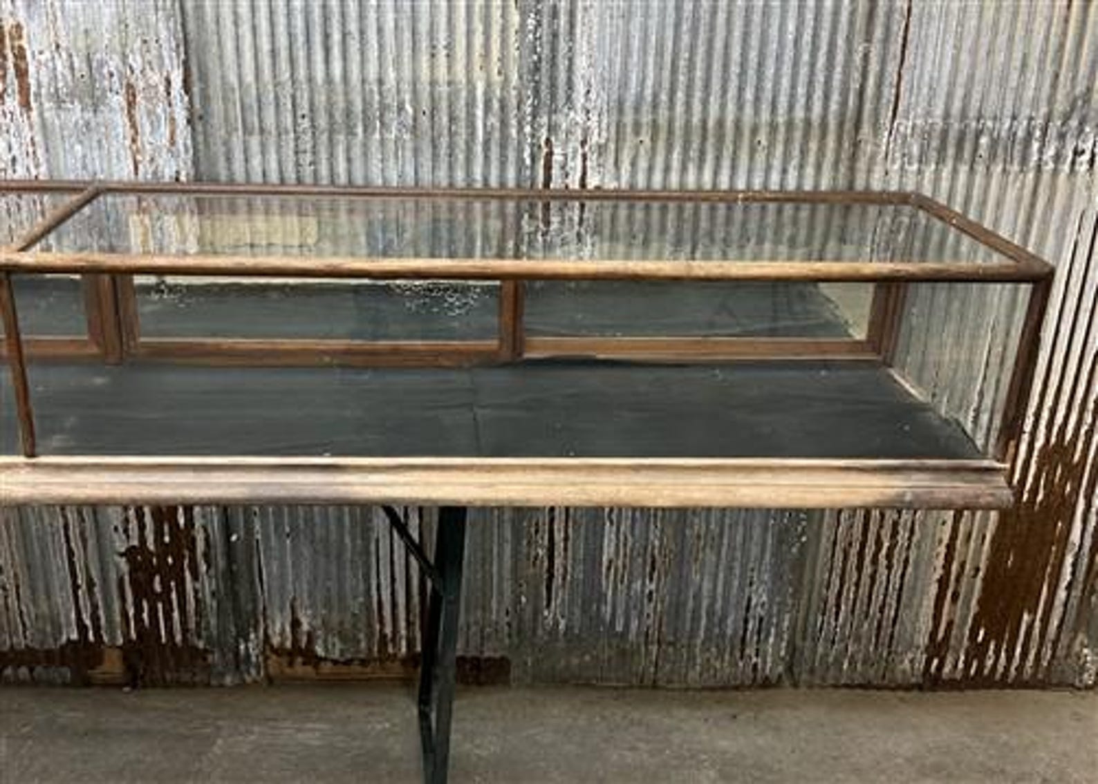 Wood Framed Countertop Glass Case, Vintage Retail Store Showcase ...