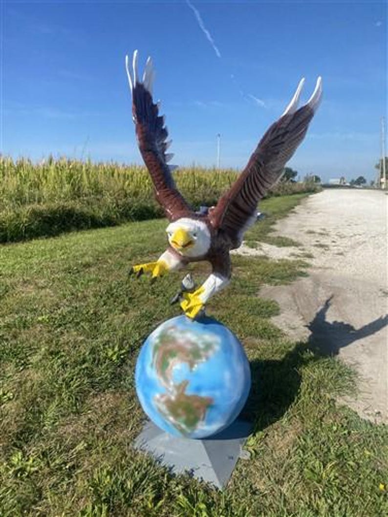 Majestic Bald Eagle, Cast Aluminum Statue, Bald Eagle & Fish, Case ...