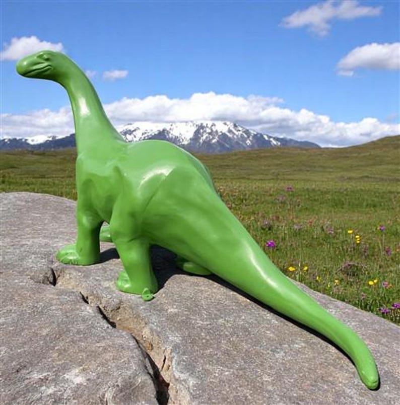Sinclair Dinosaur Statue, Green Cast Aluminum Brontosaurus, Jurassic ...