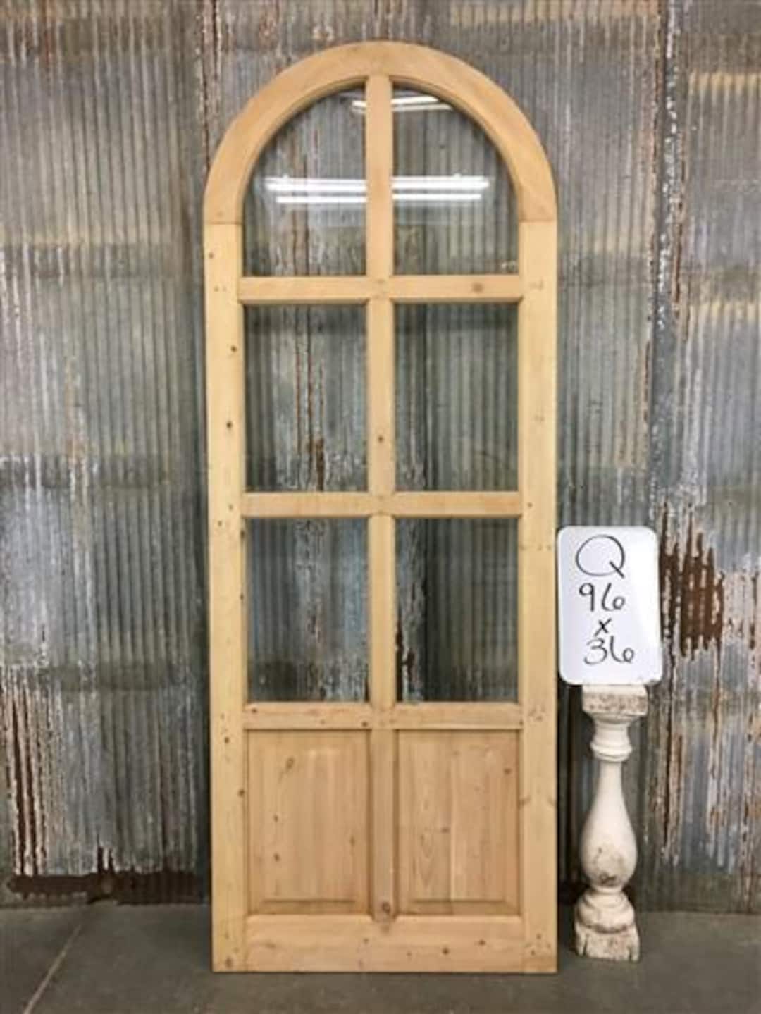 Arched French Single Door (36x96) 6 Pane Glass Door European Styled Q4 ...