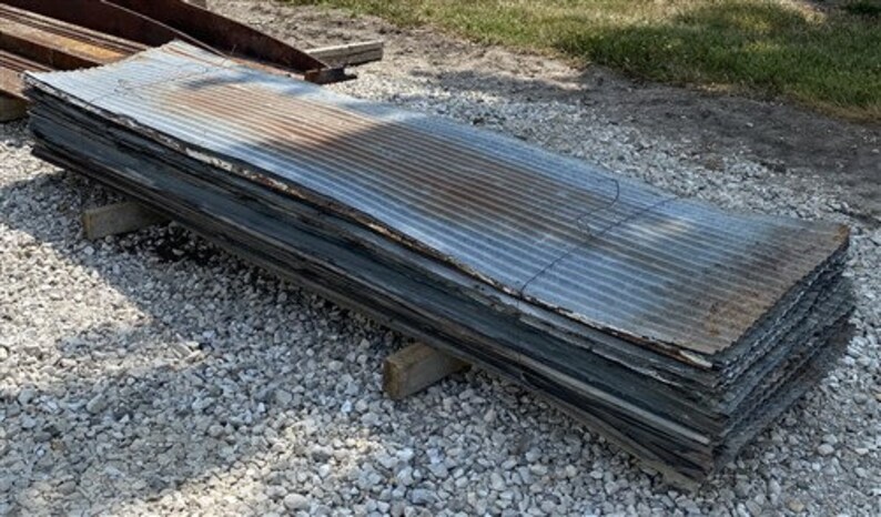 61 Sheets Barn Tin, Corrugated Metal Reclaimed Salvage, 9' Long 1098 Sq ...