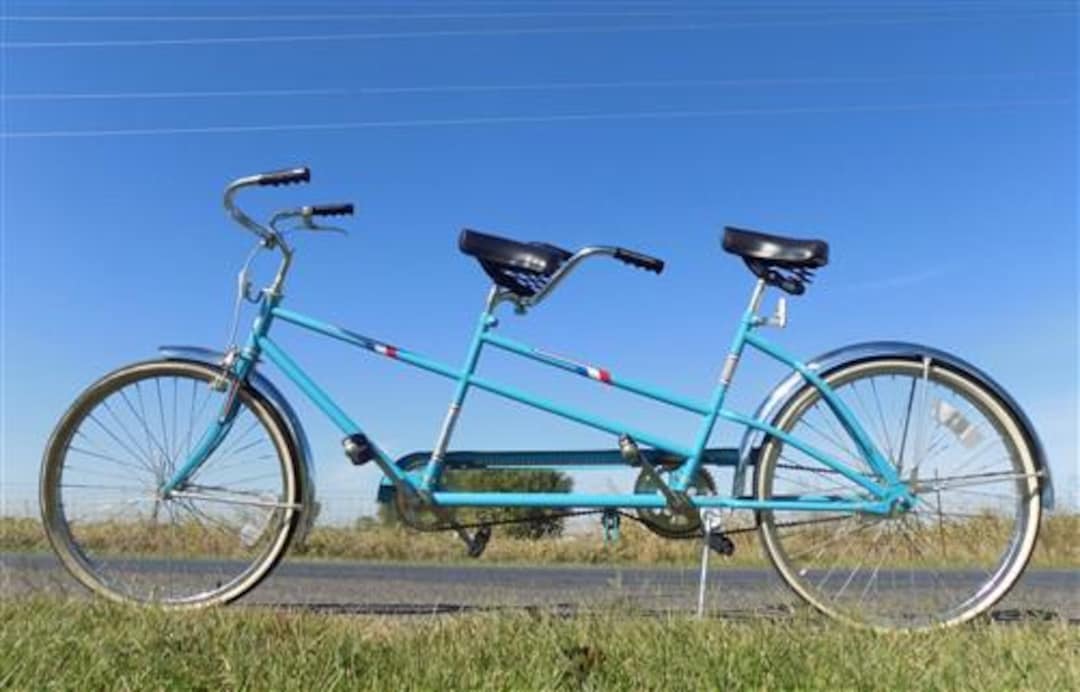 1970s Columbia Twosome Bicycle, Turquoise Tandem 2 Person Bike, USA ...