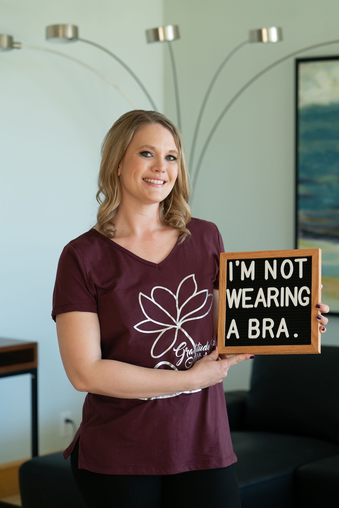 Braless V Neck Inspirational Tshirts Motivational Tshirt No Bra