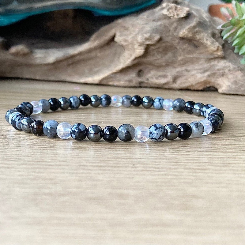 Black Bead Bracelet 20 Mm - Etsy