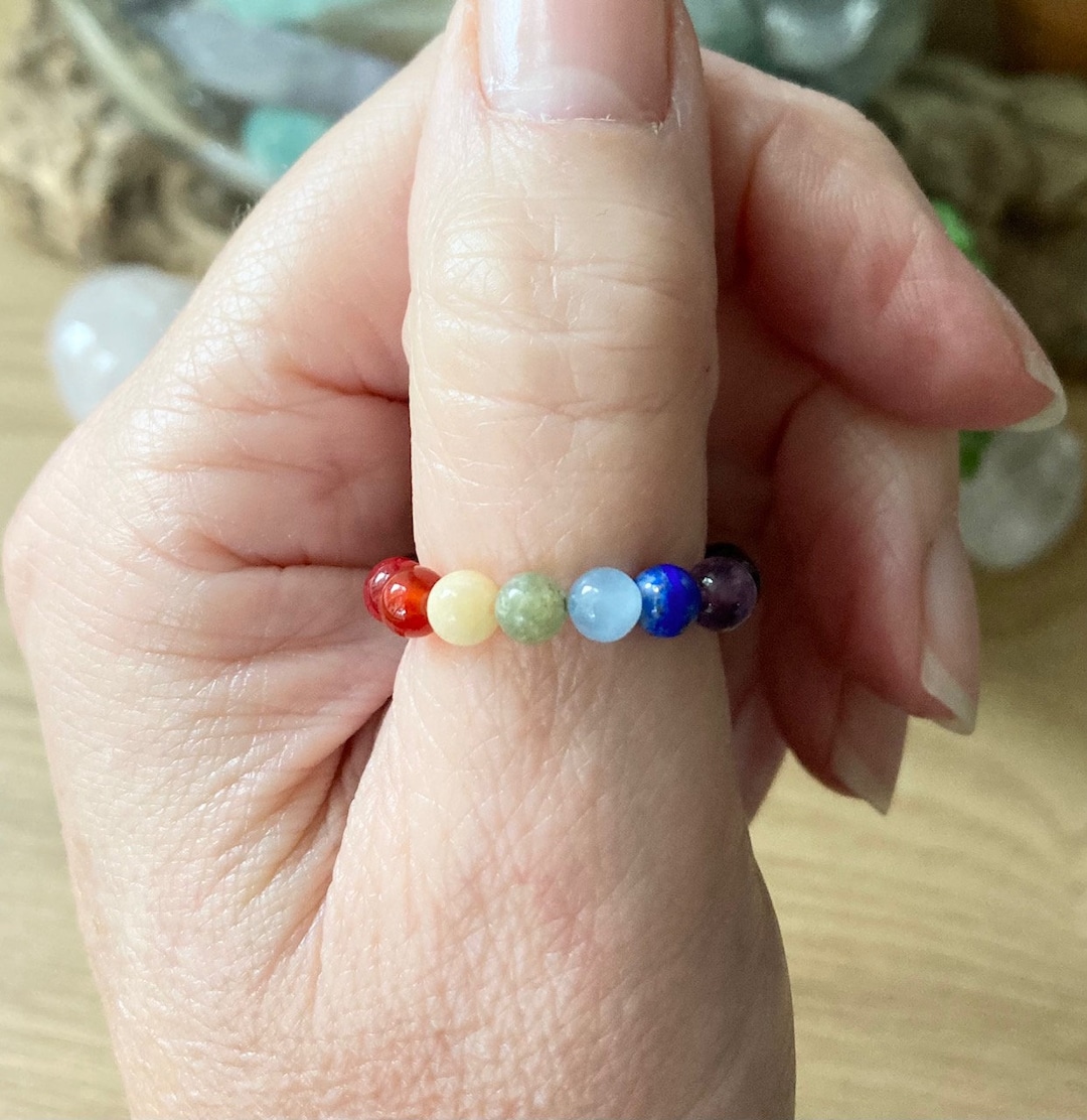 Chakra Ring, Natural 7 Chakra Activation Ring, Gemstone Chakra ...