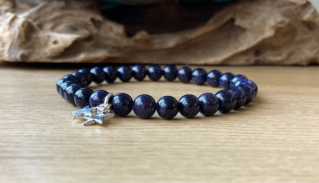 Blue Goldstone Bracelet | Star, Night Sky, Astronomy Charm Jewellery ...