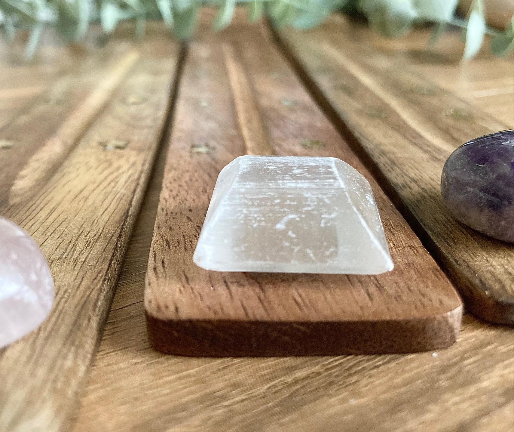 Crystal-infused Wood Incense Stick Holder, Ash Catcher, Incense Tray ...