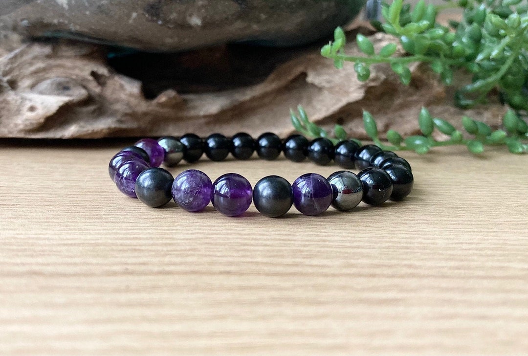 Energy Protection Gemstone Bracelet, Psychic Shield, Black Tourmaline ...