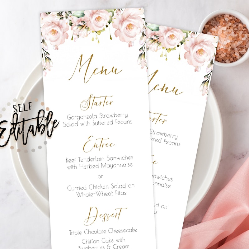 Floral Menu - Etsy