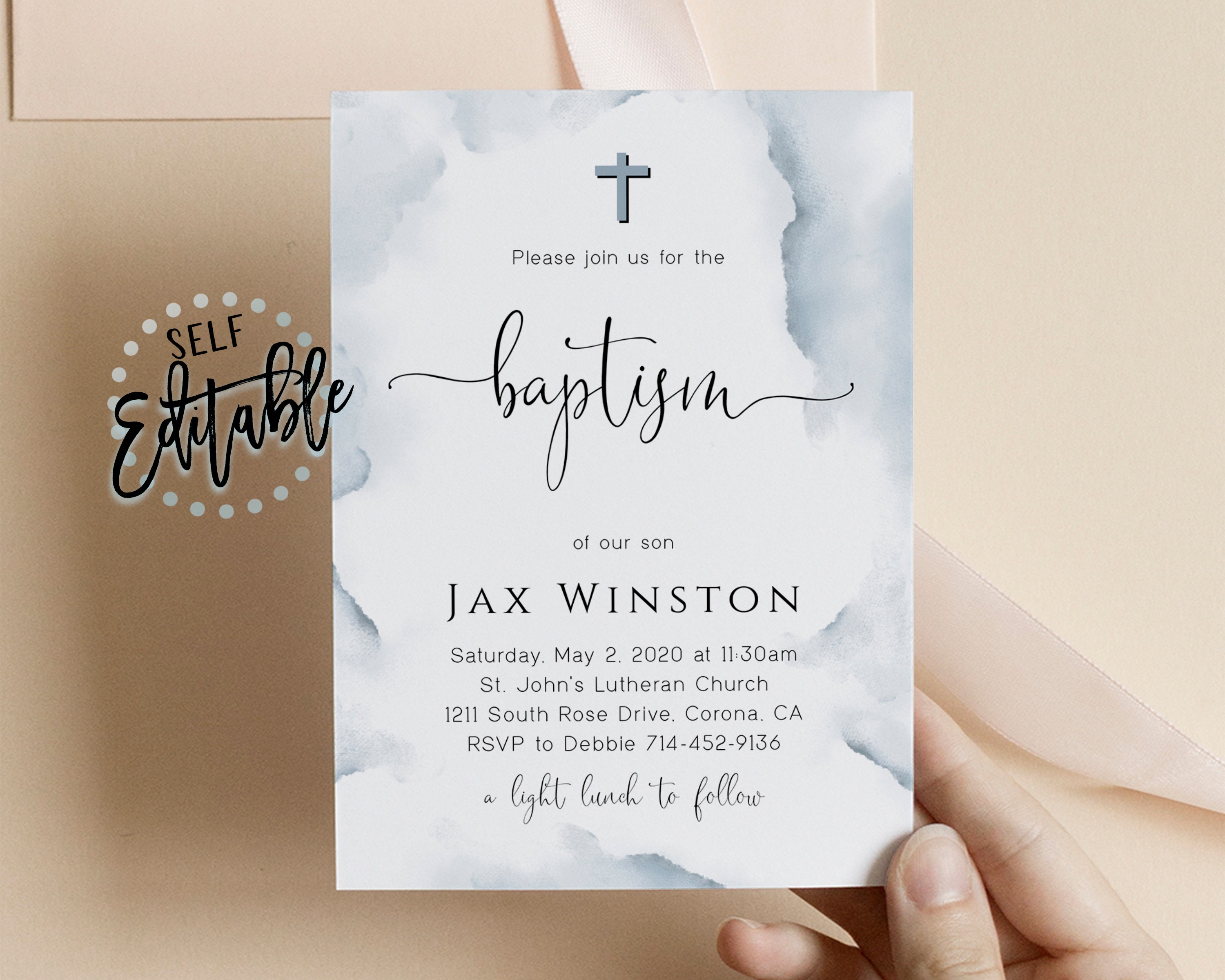 Template Editable Baptism Invite Printable Baptism Invites Baby ...