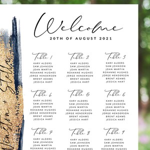 Navy and Gold Wedding Seating Chart, Table Number Seat Plan, Navy Blue ...