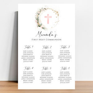 Botanical Gold Frame Communion Seating Chart, Editable Seating Plan ...