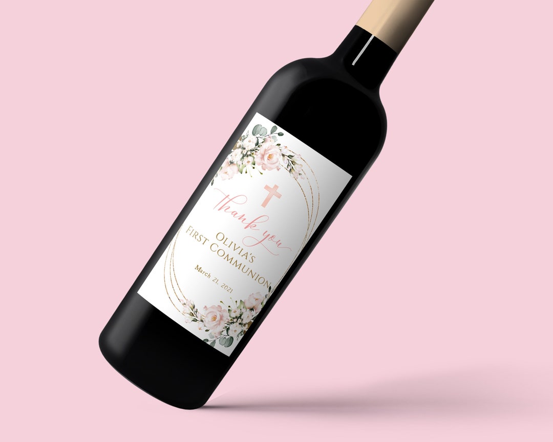Blush Pink Floral Wine Label Template, ANY OCCASION Custom Wine Label ...