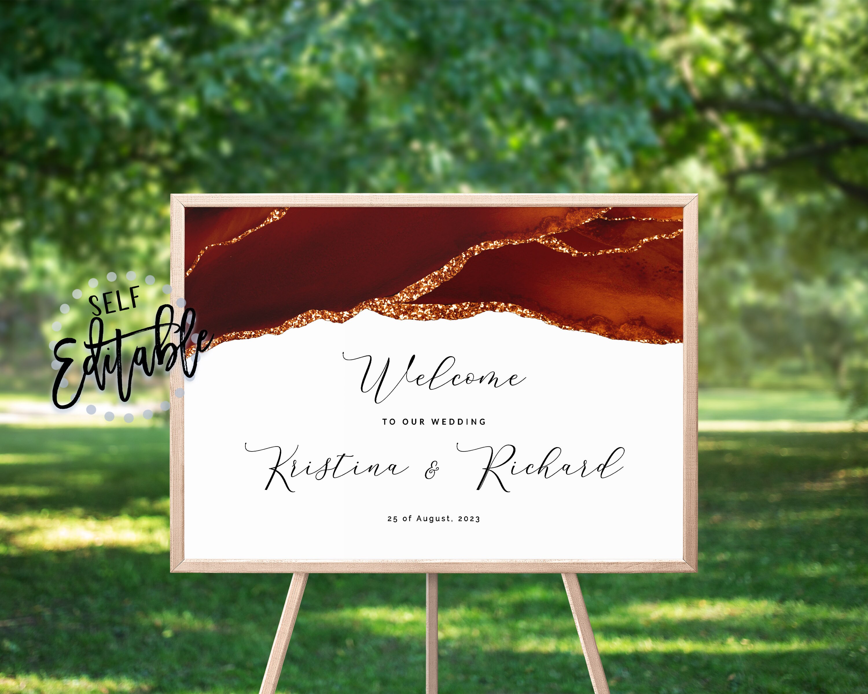 Burnt Orange Welcome Sign Terracotta Agate Geode Watercolor - Etsy