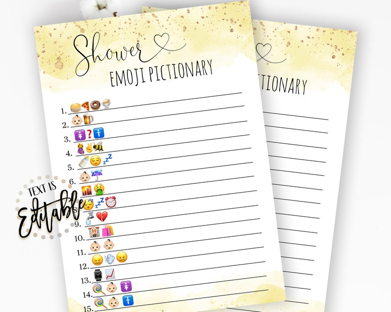 Yellow Watercolor Emoji Pictionary Game, You Are My Sunshine, Baby ...