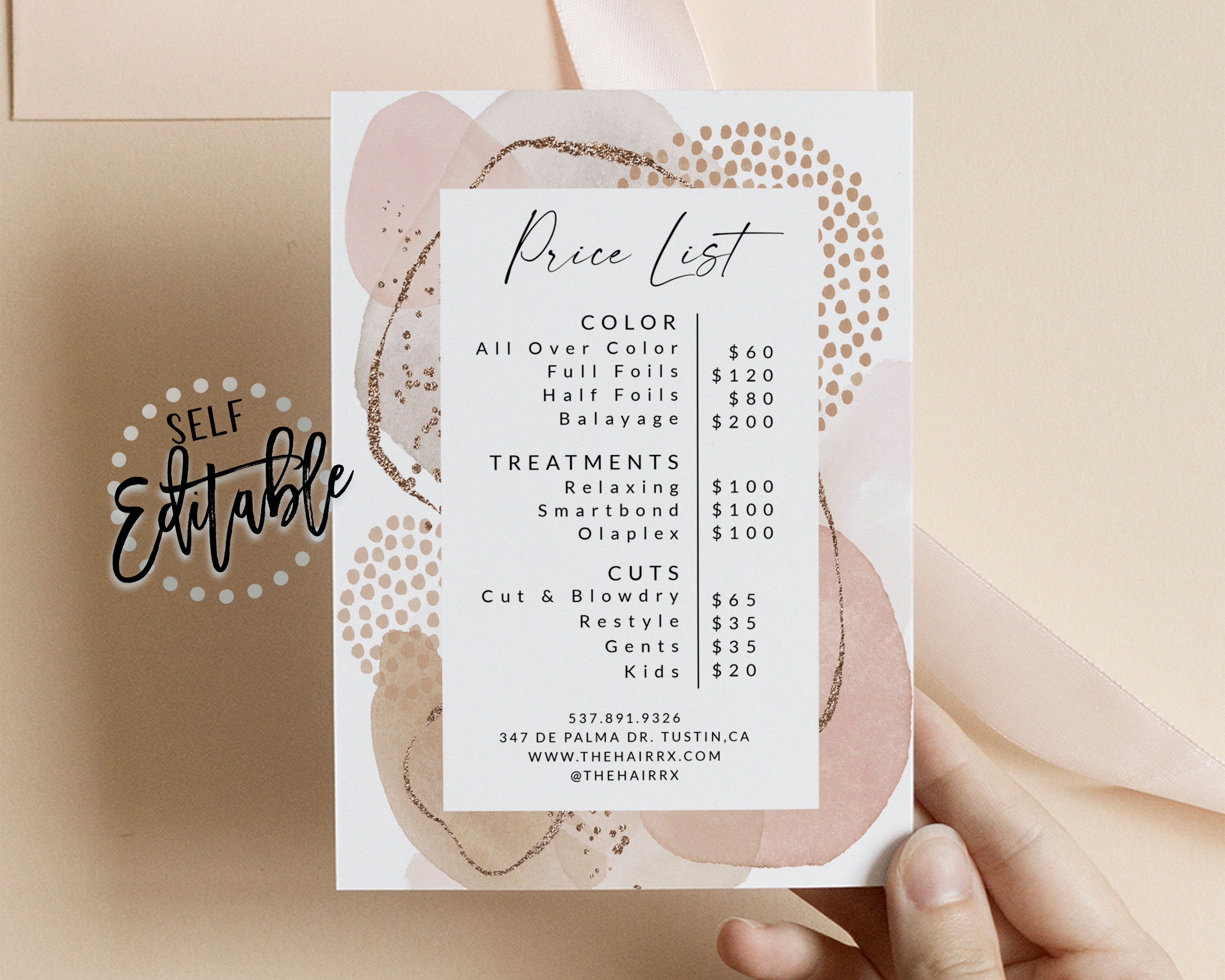 Abstract Shapes Price List, Electronic+printable Price Sheet, ANY ...