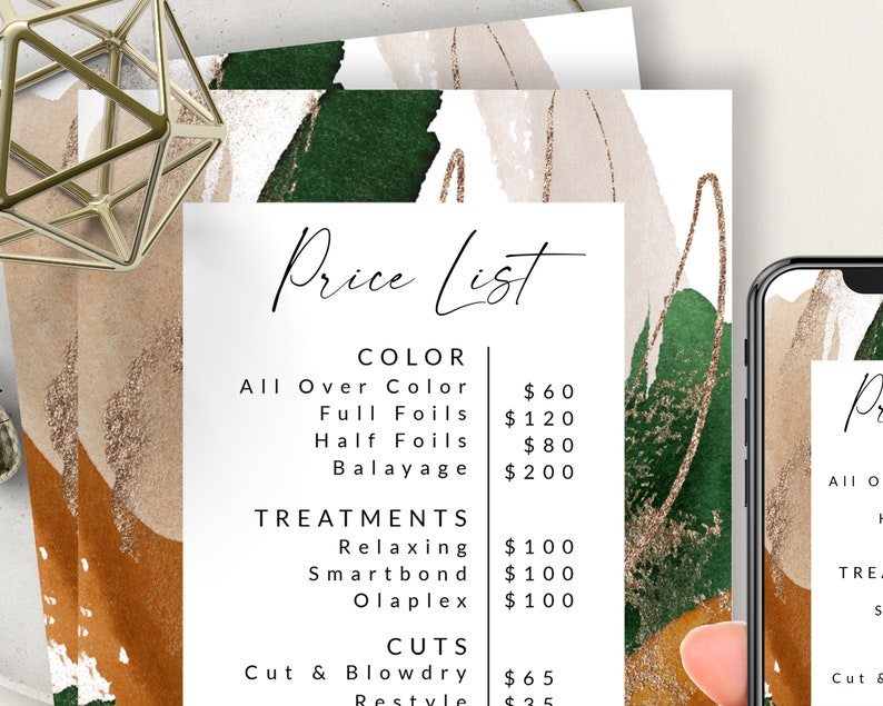 Abstract Shapes Price List, Electronic+printable Price Sheet, ANY ...