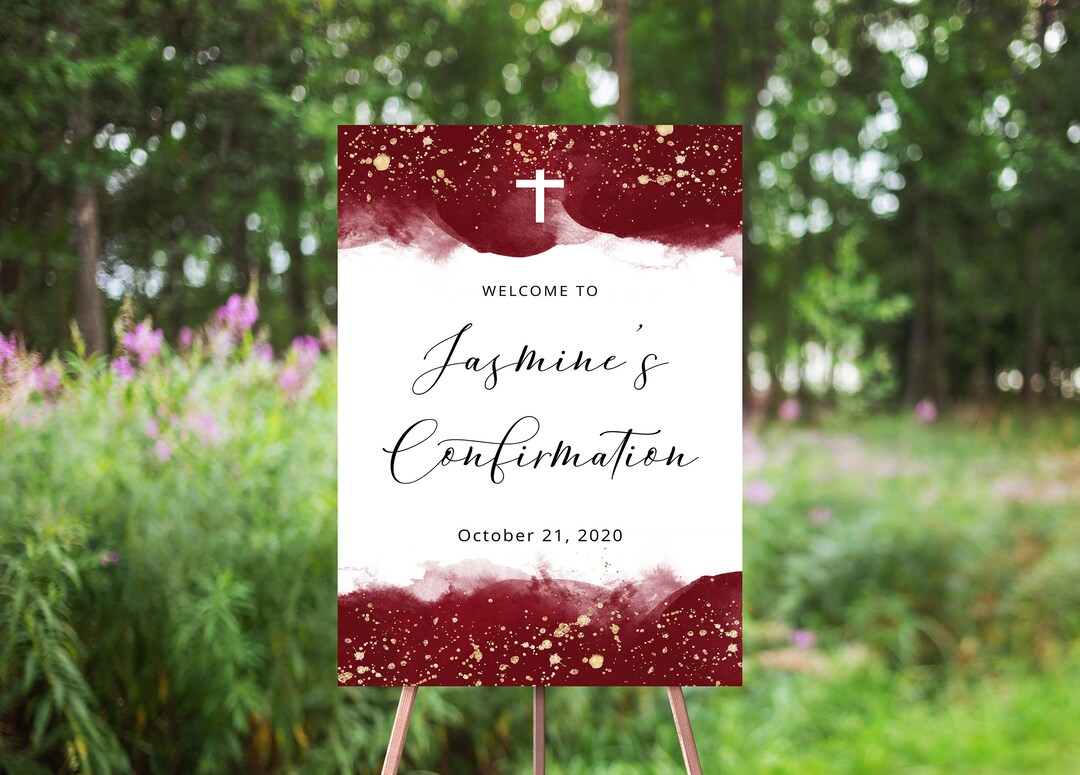 Red Watercolor Confirmation Welcome Sign, ANY EVENT, Welcome Poster ...