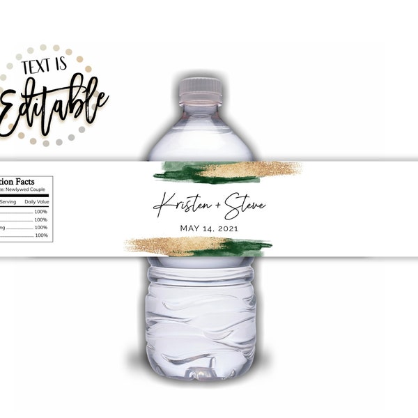 Green and Gold Water Bottle - Etsy