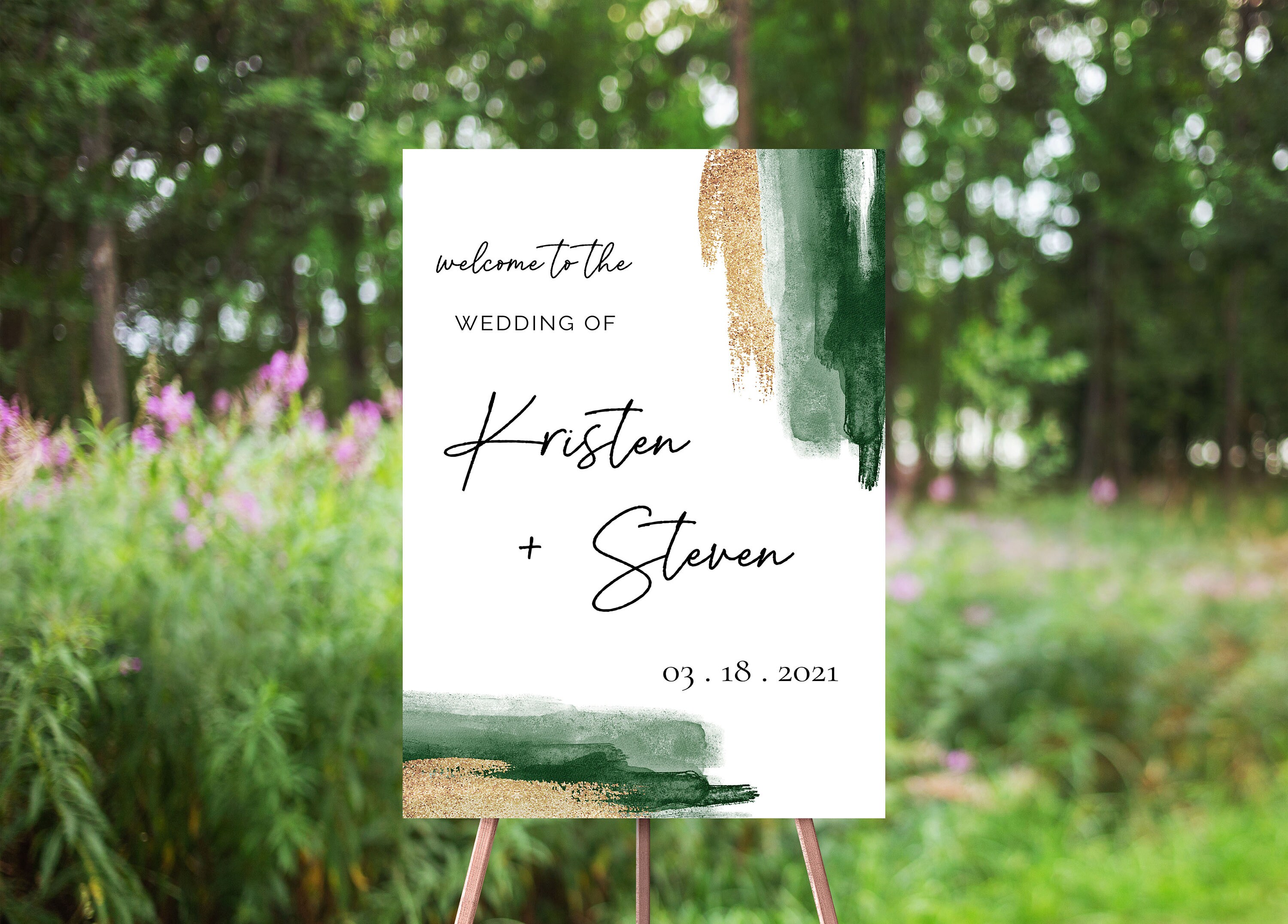 Emerald Collection Wedding Welcome Sign Green and Gold | Etsy