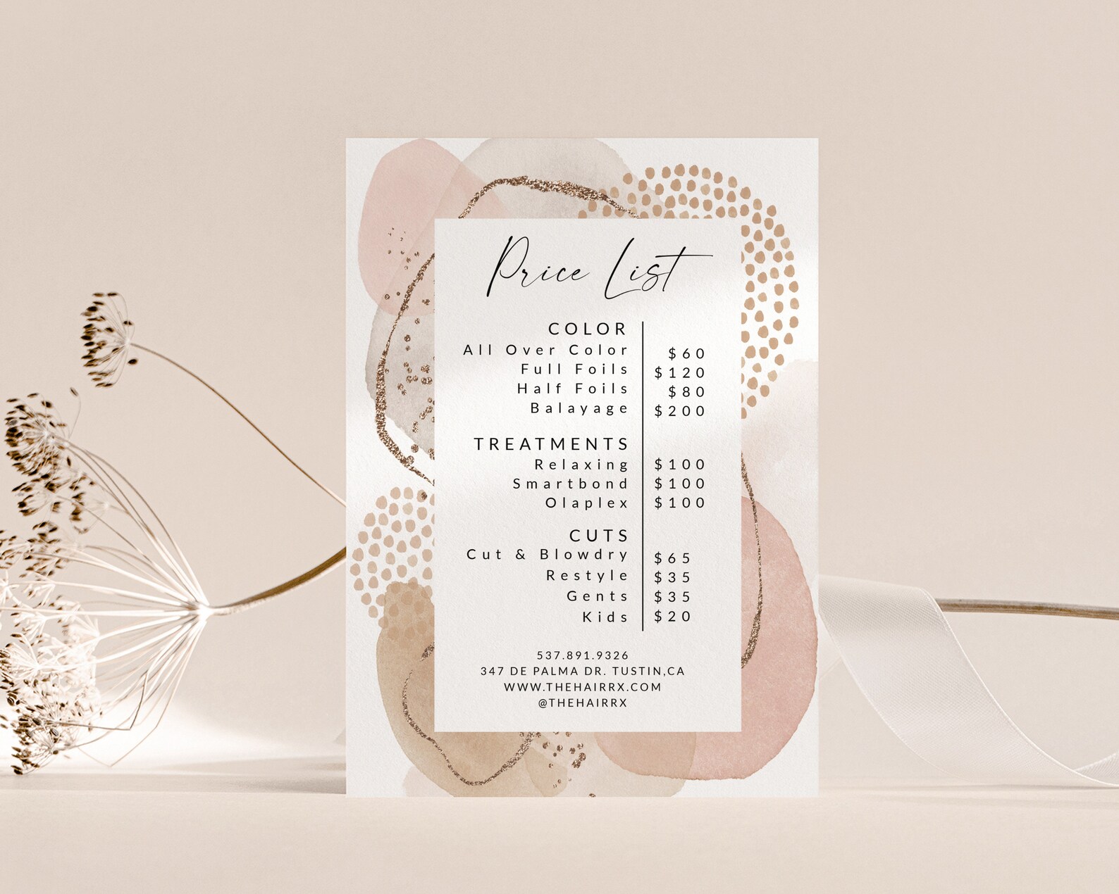 Abstract Shapes Price List, Electronic+printable Price Sheet, ANY ...