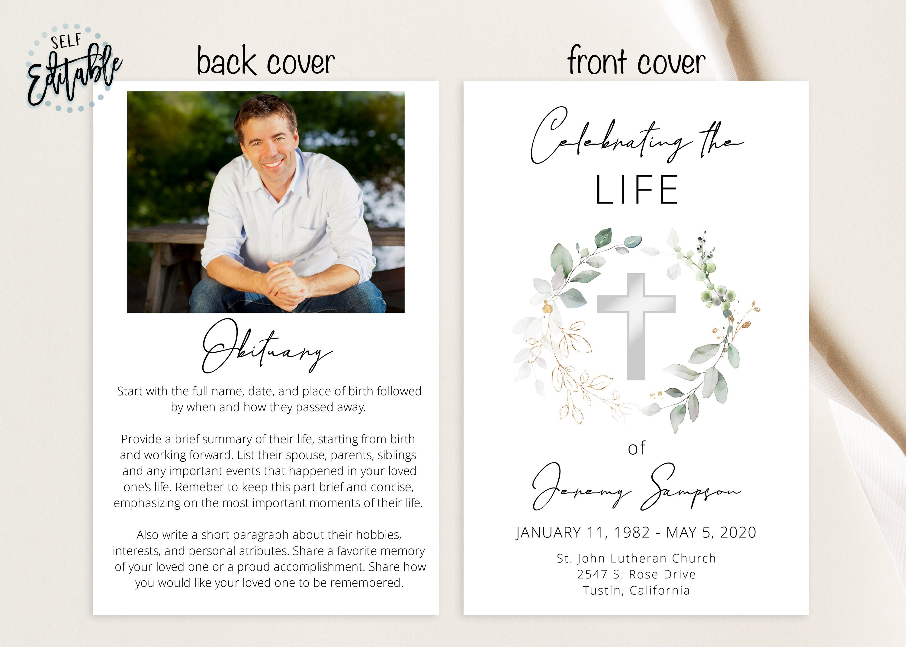 EDITABLE Celebration of Life Template US Letter Funeral | Etsy
