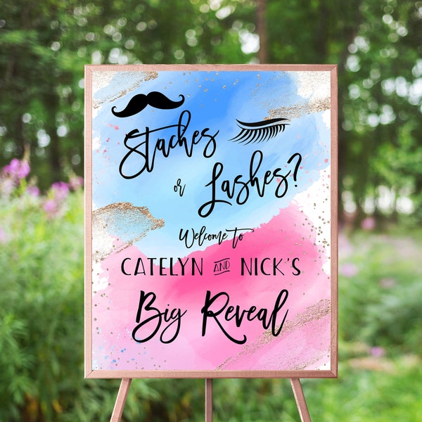Staches or Lashes Gender Reveal - Etsy