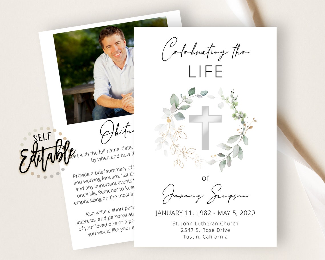 EDITABLE Celebration of Life Template US Letter Funeral | Etsy
