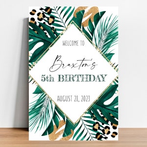 Safari Welcome Sign, Birthday Welcome Sign, Tropical Greenery, Jungle ...