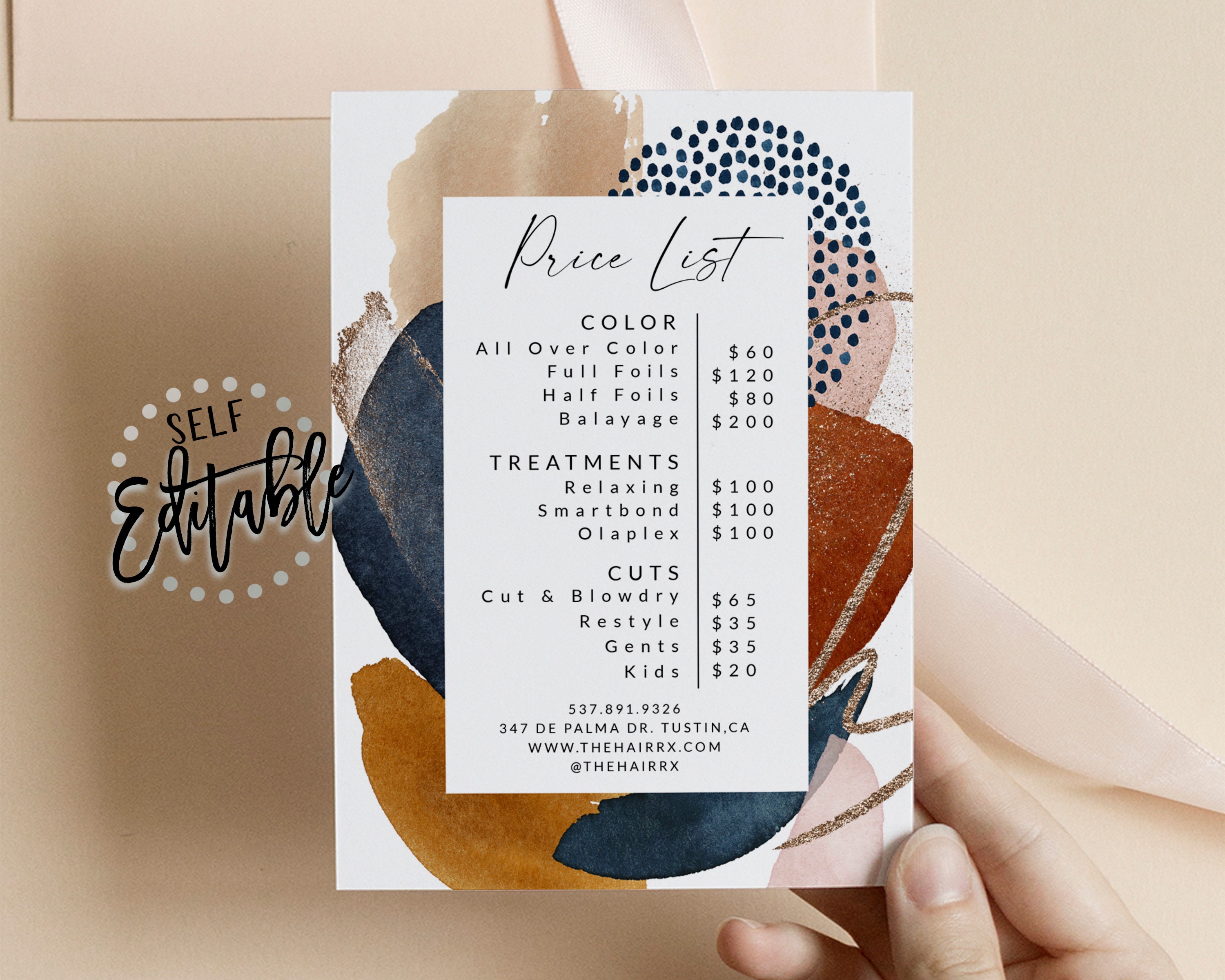 Abstract Shapes Price List, Electronic+printable Price Sheet, ANY ...