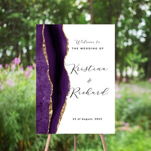 Purple Watercolor Welcome Sign, Agate Geode, Lavender, Abstract ...