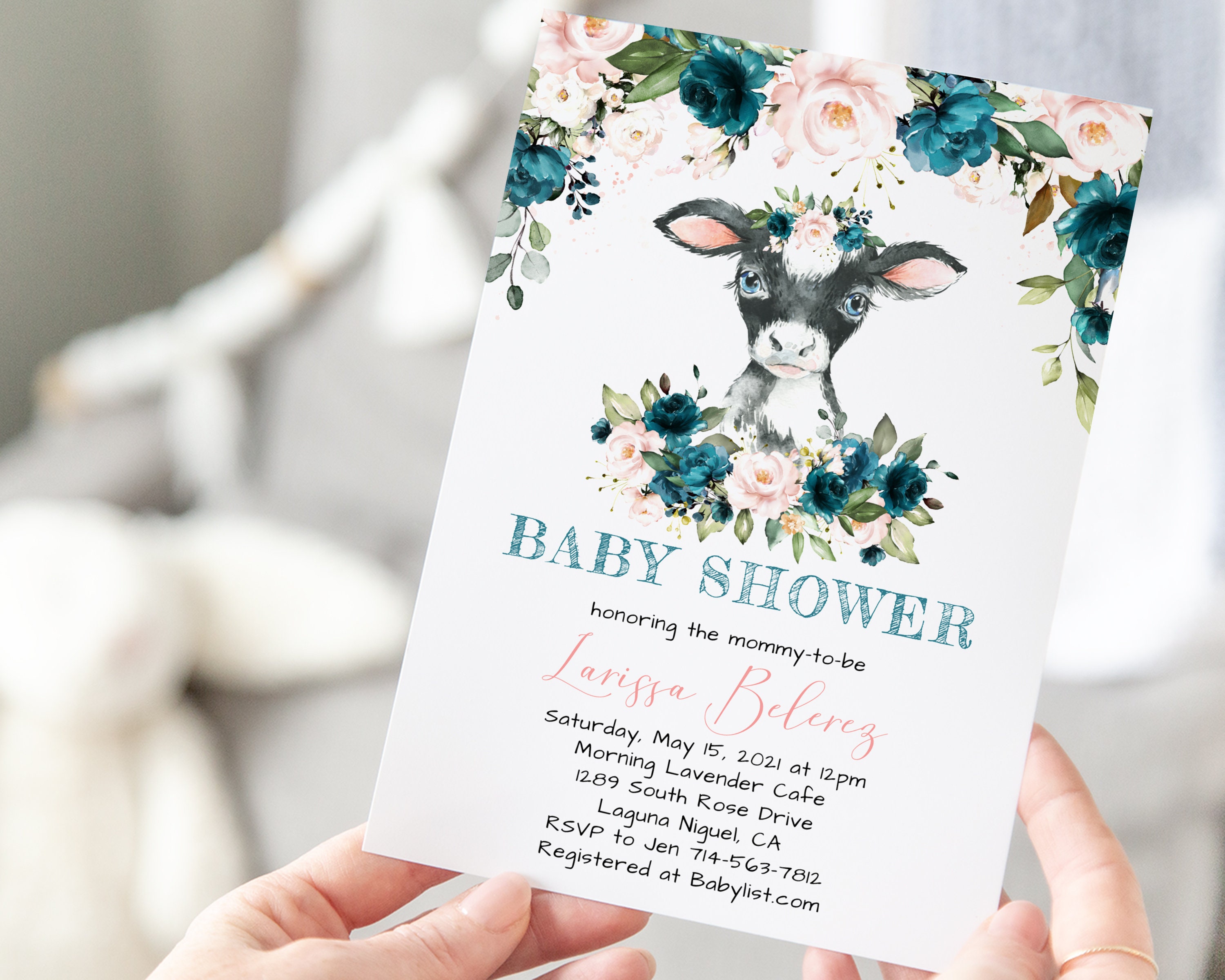 Cow Baby Shower Invitation Set Black and White Baby Calf | Etsy