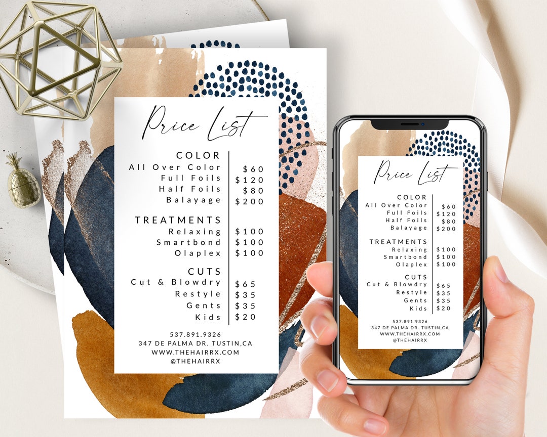 Abstract Shapes Price List, Electronic+printable Price Sheet, ANY ...