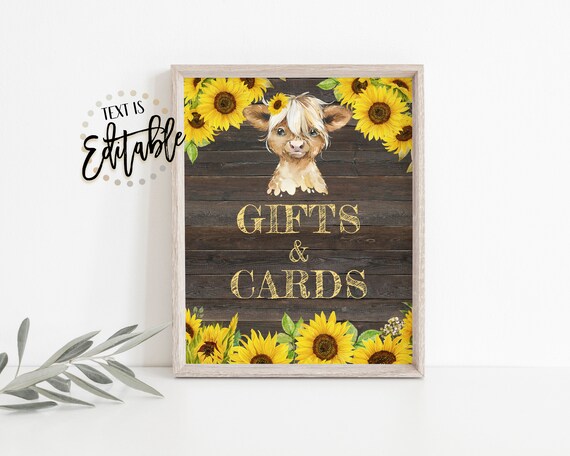 Highland Cow Gifts & Cards Sign Sunflowers Baby Calf Farm - Etsy