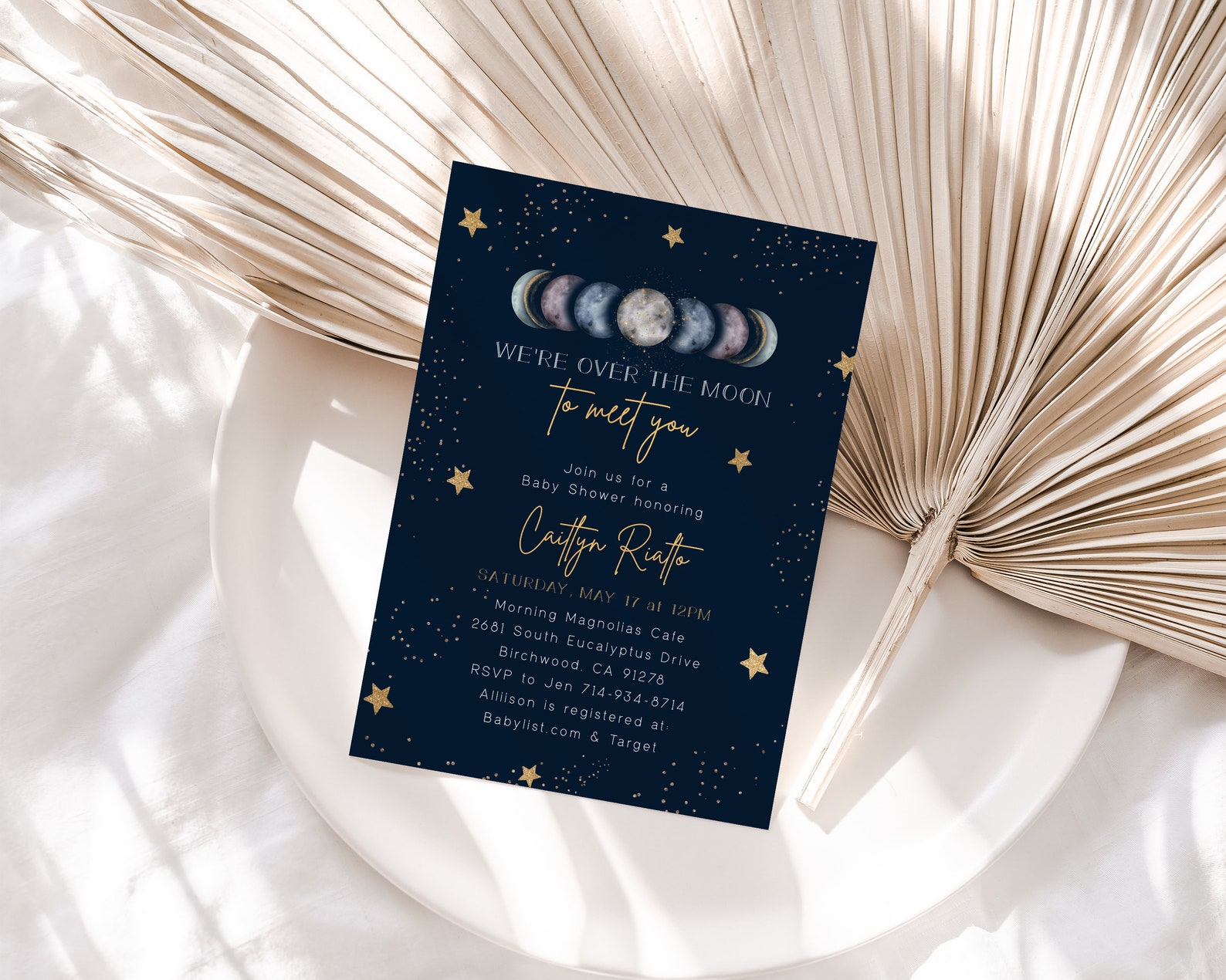 Moon Phases Baby Shower Invite, Celestial Moon Phases, Outer Space, We ...