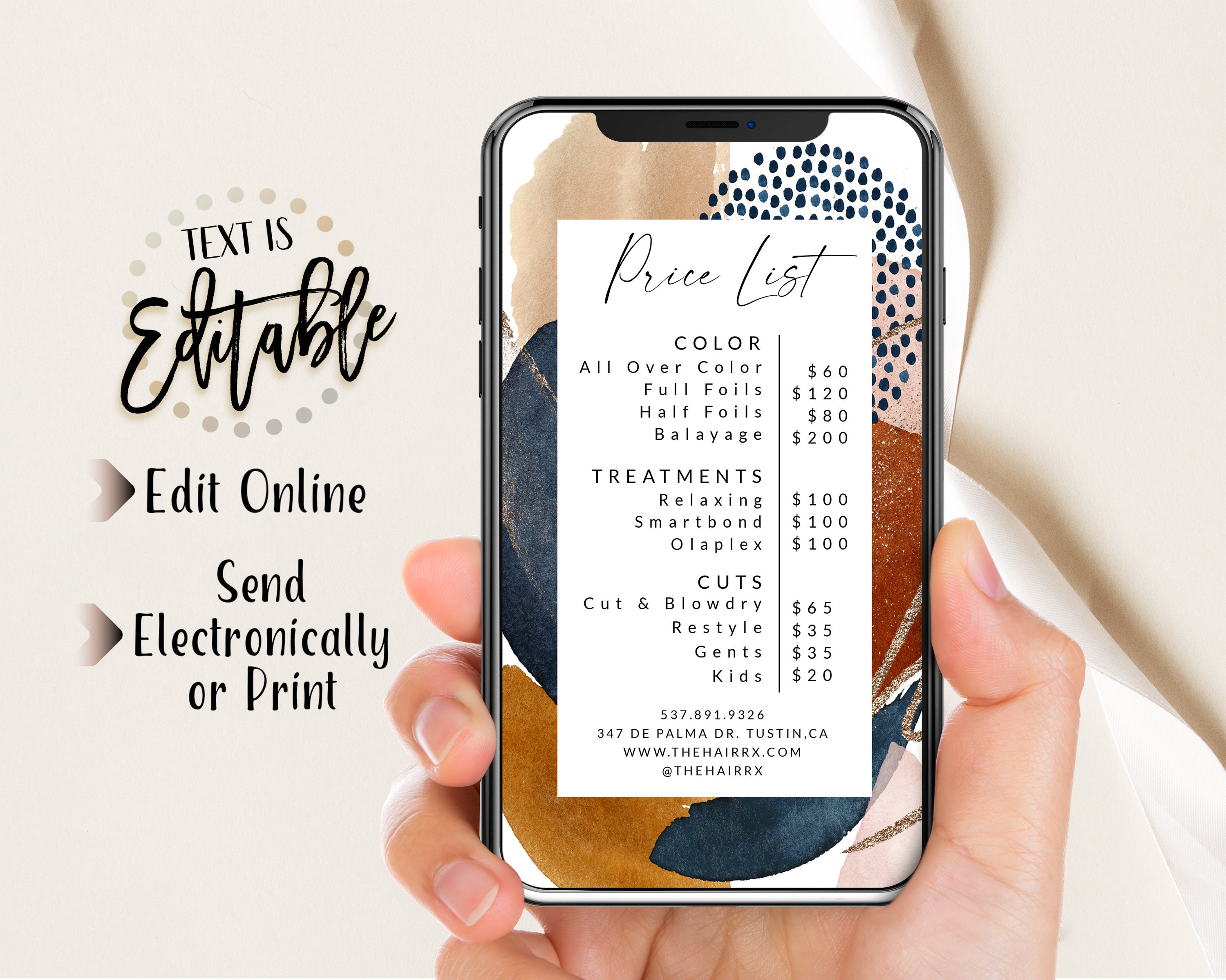 Abstract Shapes Price List, Electronic+printable Price Sheet, ANY ...