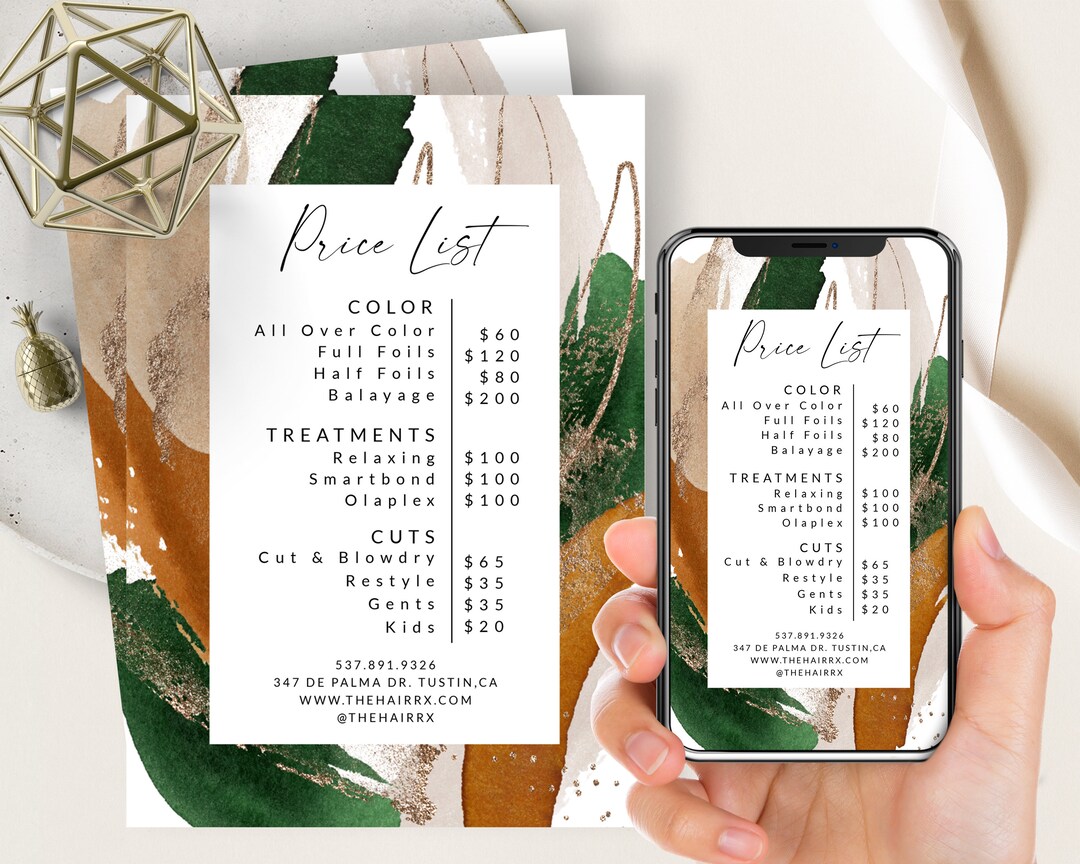 Abstract Shapes Price List, Electronic+printable Price Sheet, ANY ...