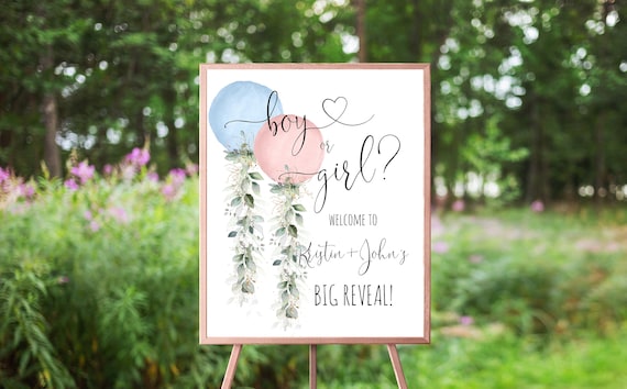 Gender Reveal Welcome Sign 3 Sizes Included Pink and Blue | Etsy