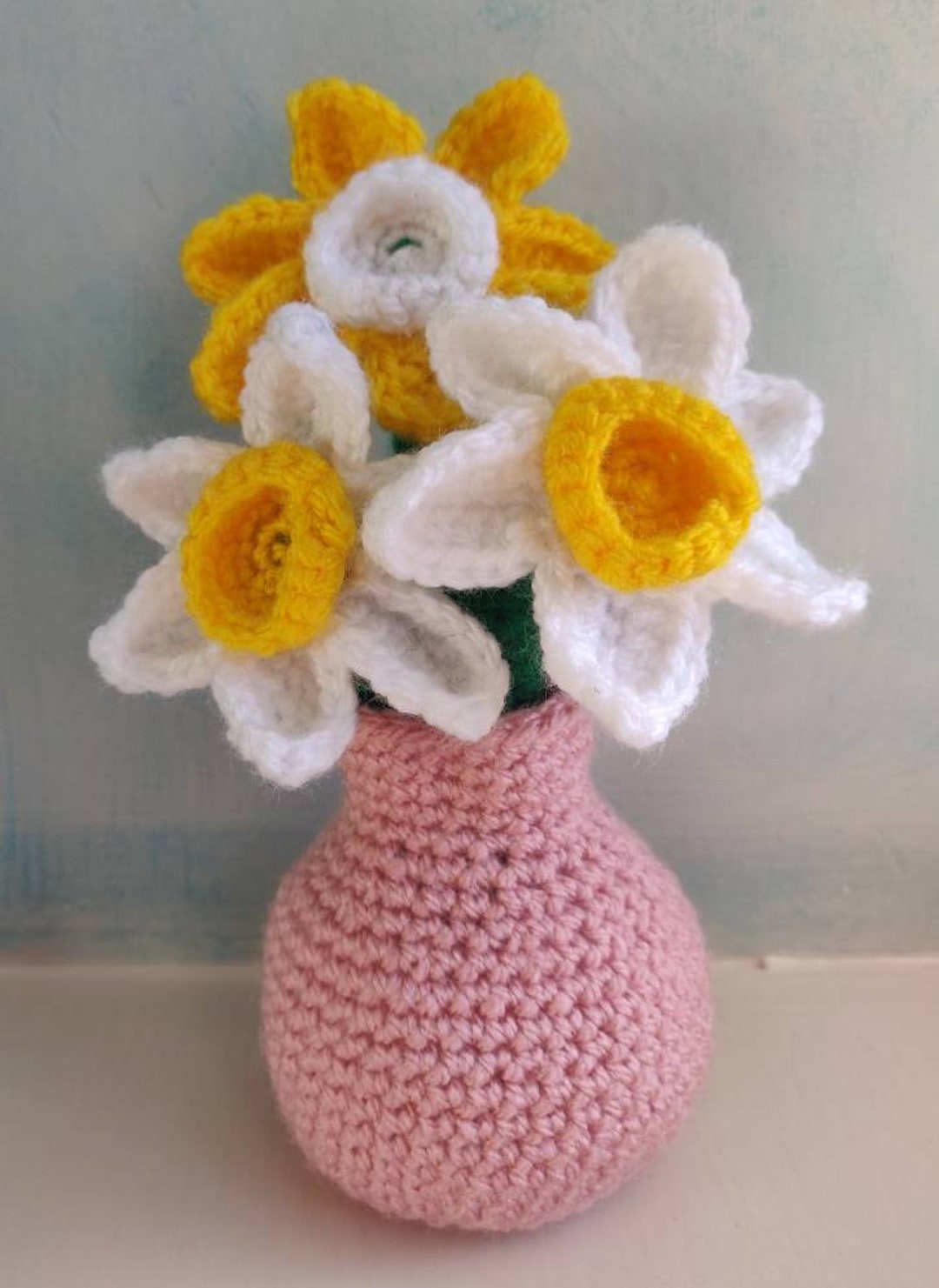 Crocheted Daffodil Bouquet in Vase - Spring Decor - Etsy