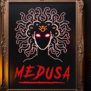 MEDUSA - Cross Stitch Pdf Pattern, Glitch, Distortion, Greek, Mythology ...