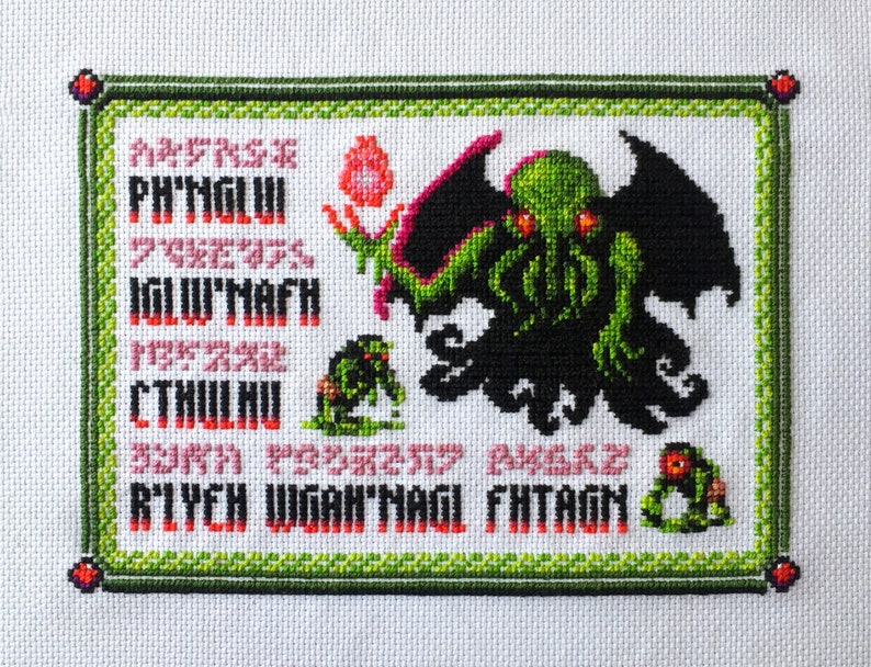 CTHULHU SLEEPS Cross Stitch PDF Pattern Kutulu Lovecraft - Etsy