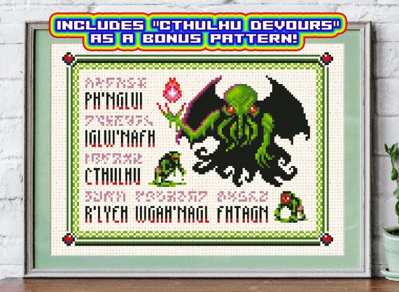 CTHULHU SLEEPS Cross Stitch PDF Pattern Kutulu Lovecraft - Etsy