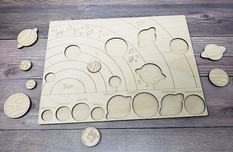 Solar System Model Matching Wood Puzzle, Space Planet Educational ...