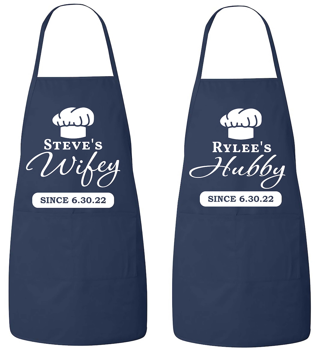 Hubby and Wifey Aprons Set, Wedding Gift Apron Set, Personalized ...