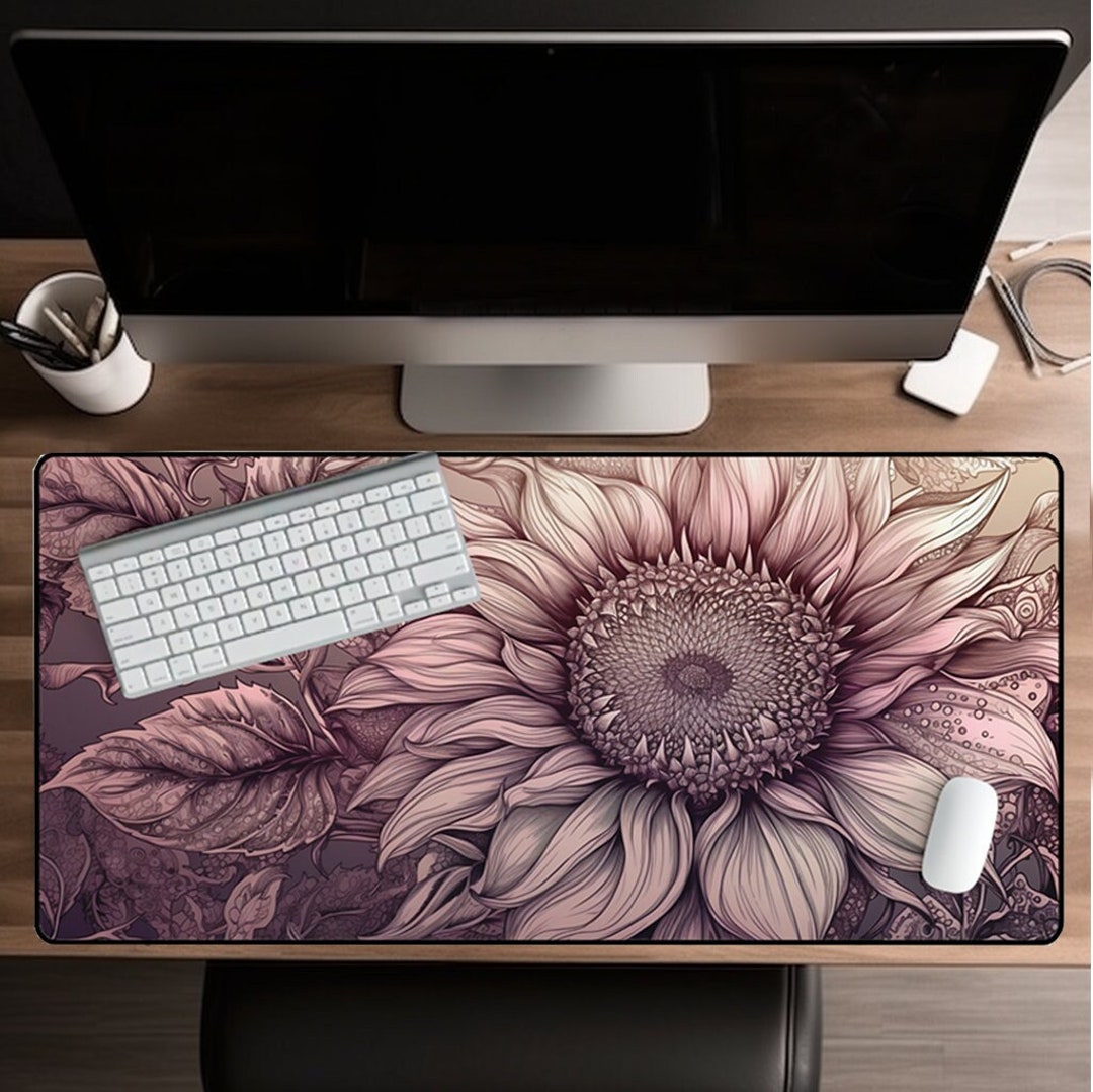 Sunflower Floral Mouse Pad, Flower Mousepad, Nature Desk Mat, Garden ...