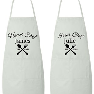 Matching Couples Aprons Set, Chef & Sous Chef Aprons, Personalized Mr ...